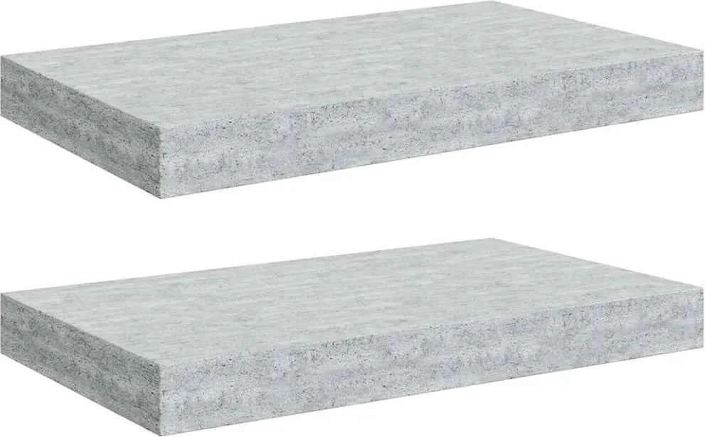 Plovoucí nástěnné police 2 ks betonově šedé 40x23,5x3,8 cm MDF 326592