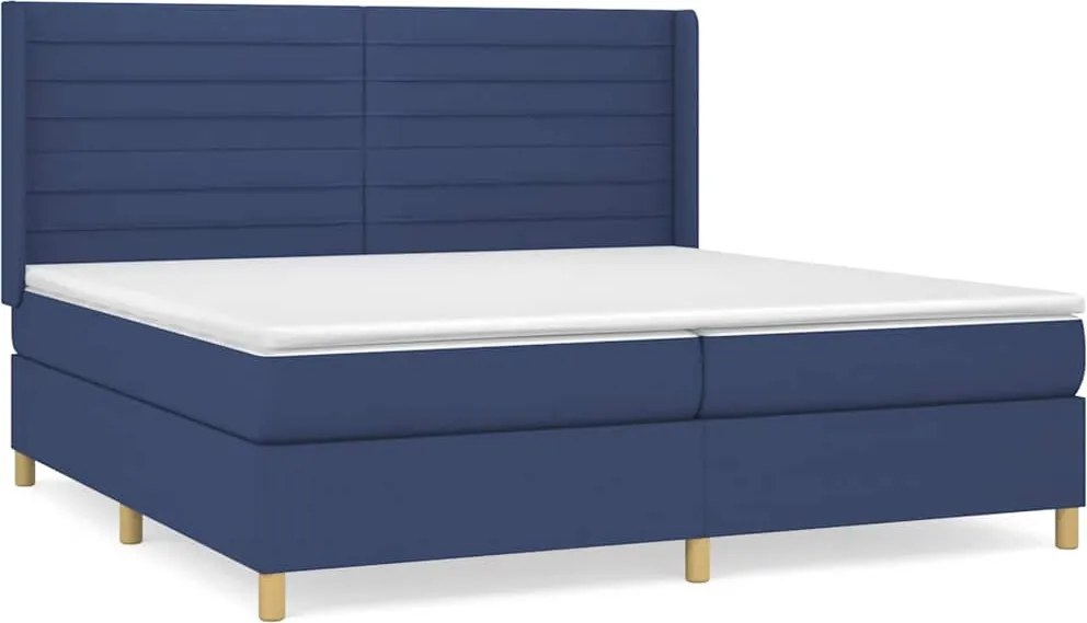 Box spring postel s matrací modrá 200x200 cm textil 3132103