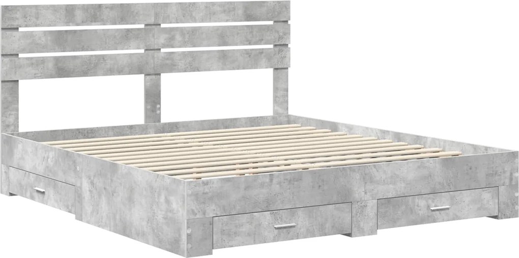 Rám postele s čelo Betonově šedá 200 x 200 cm Kompozitní dřevo 3411611