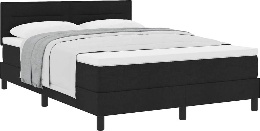 Postel s boxspringem s čelo Černý 140 x 190 cm textil 3338610