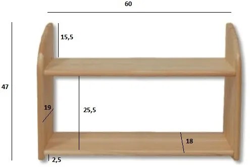 Drewmax PK109 dřevěná police masiv borovice