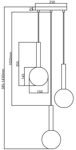 Lustr na lanku NIKO 3xG9/9W/230V zlatá