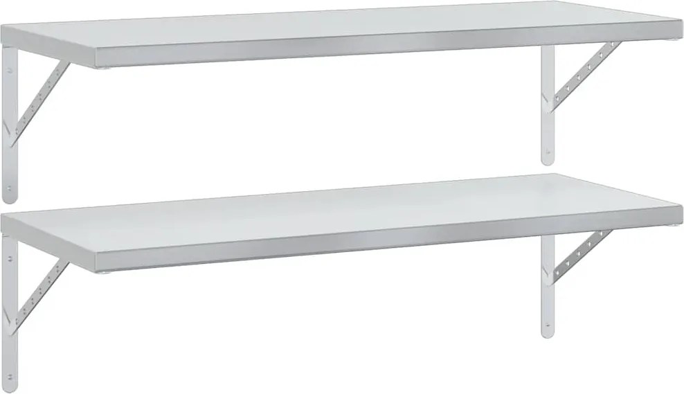 Nástěnné police 2 ks 100 x 40 cm stříbrné nerezová ocel 3214502