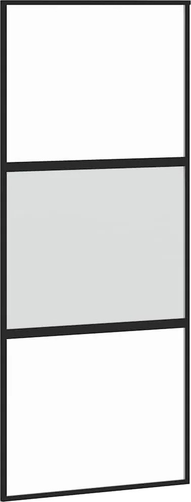 Posuvné dveře se sadou kování černé 90x205 cm Tvrzené sklo 3375878