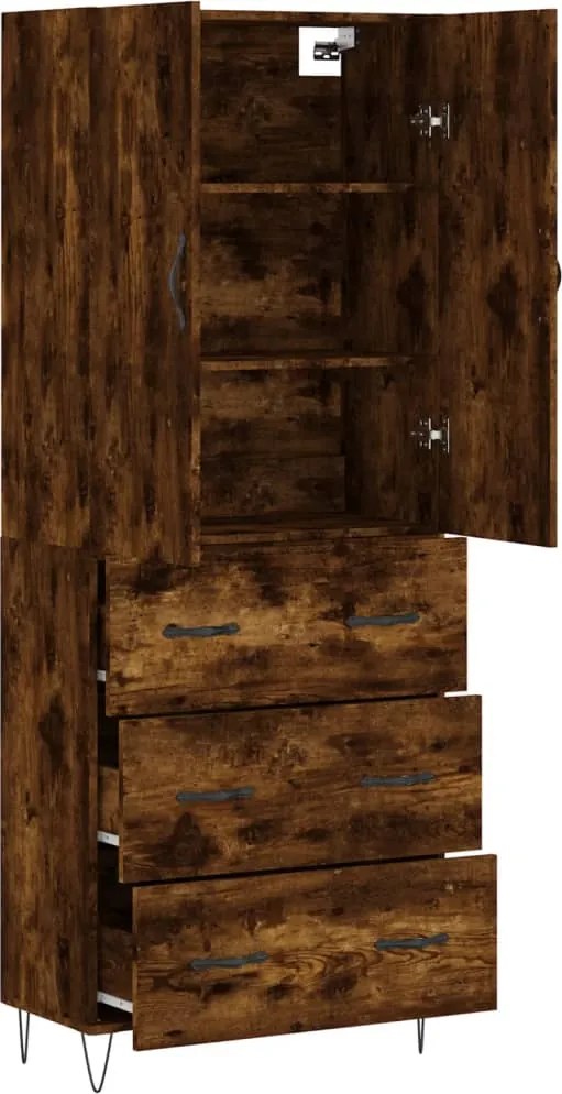 Skříň highboard kouřový dub 69,5 x 34 x 180 cm kompozitní dřevo 3198086