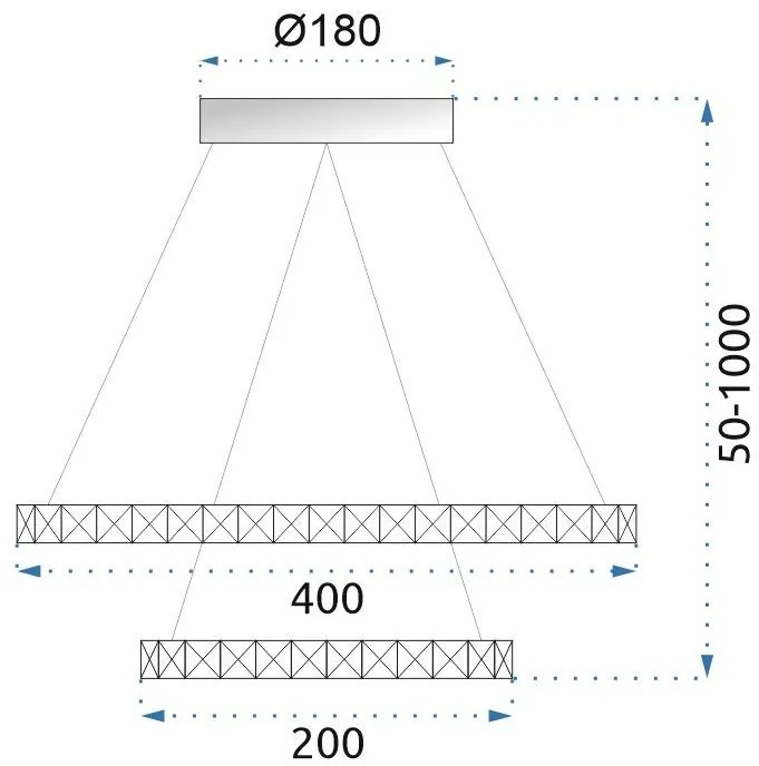 Toolight - LED závěsné svítidlo Vegas 40+60cm + dálkové ovládání, bílá, OSW-07858