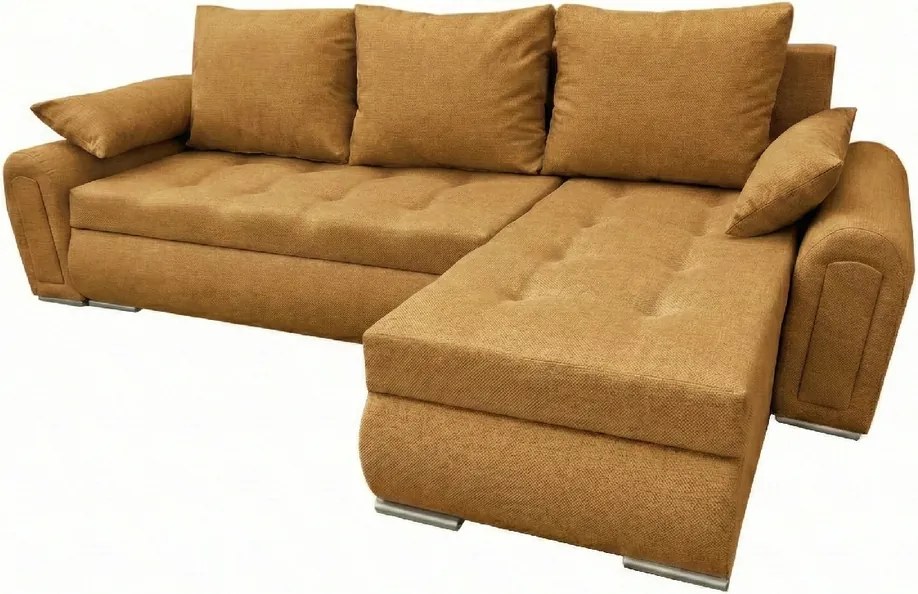Rohová rozkládací sedací souprava do L AMBRA, 245 cm, s úložným prostorem Roh pohovky: Levý roh, Barva látky Monolith: Světle šedá (Monolith 84)