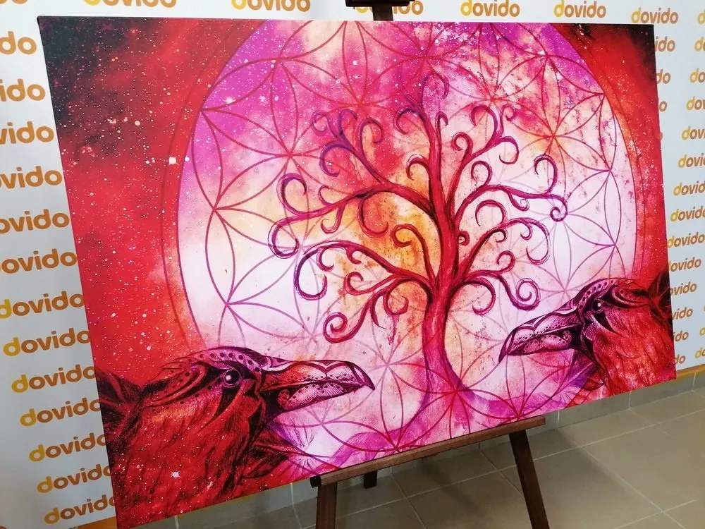 Obraz magický strom života v pastelovém provedení - 60x40 cm