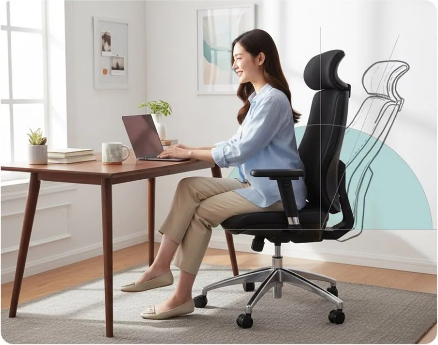 Ergonomická kancelářská židle MOSH Elite H – černá