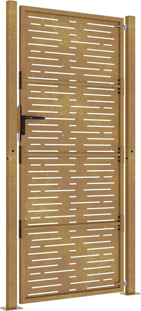 Zahradní branka 100 x 175 cm z cortenové oceli, čtvercový design 153200