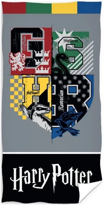 Plážová osuška Harry Potter - motiv Erby s monogramy - 100% bavlna s gramáží 300 gr./m² - 70 x 140 cm