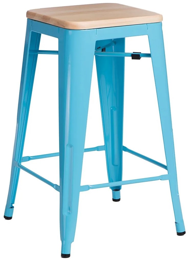 Barová židle Paris Wood 75cm modrá jasan