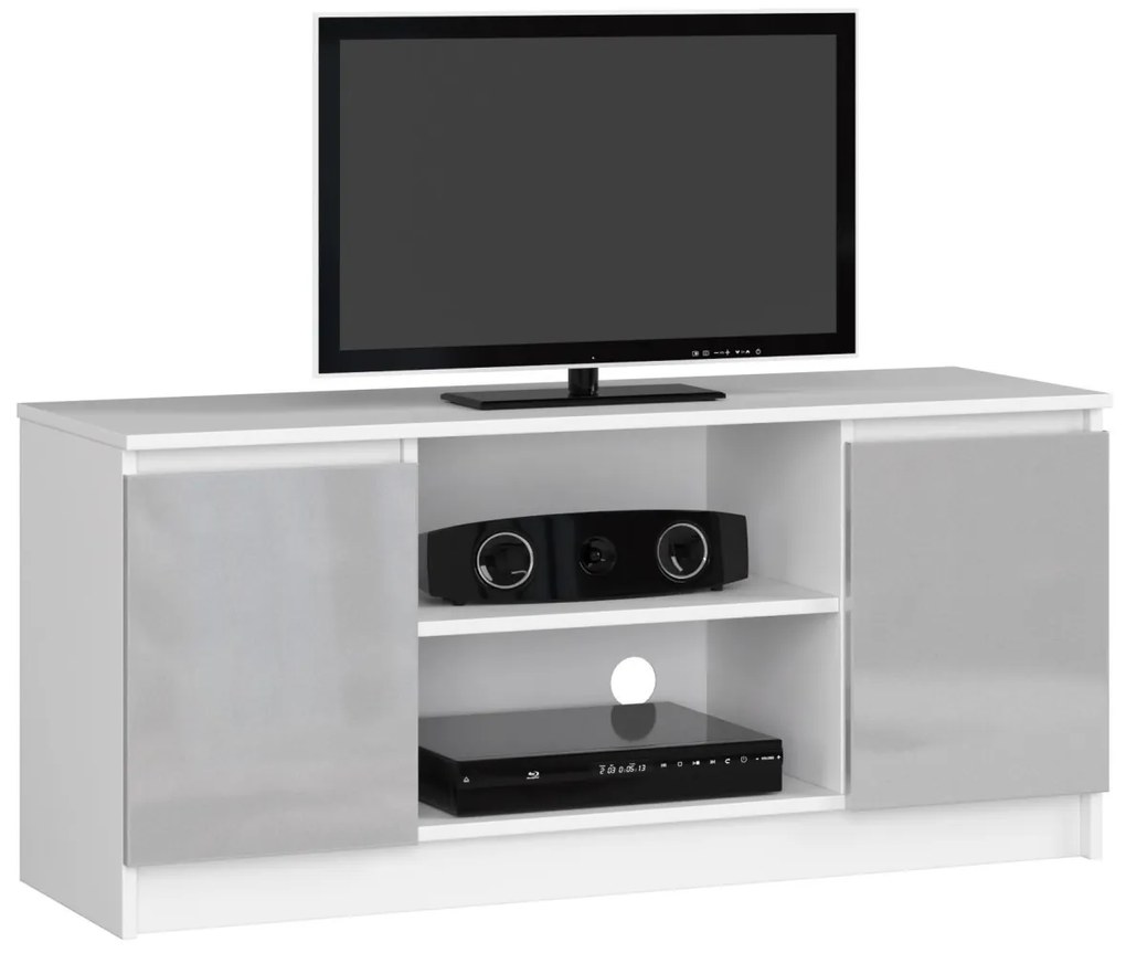 TV stolek Tonon 120 cm bílý/stříbrný lesk