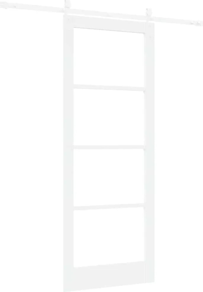 Posuvné dveře 83 x 211 cm Masivní borové dřevo a sklo Bílá 3332364