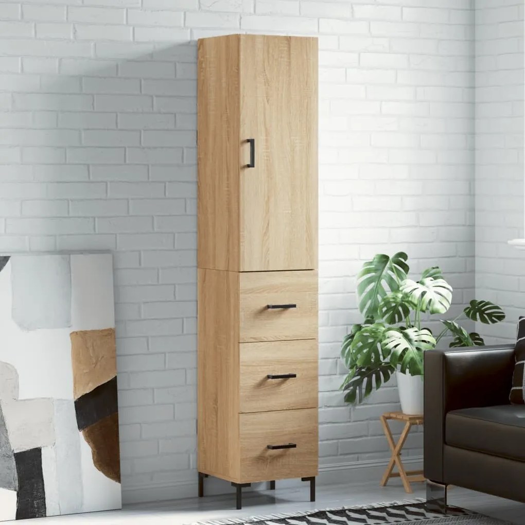 vidaXL Skříň highboard 34,5 x 34 x 180 cm kompozitní dřevo [3198849] Barva: Betonová šedá