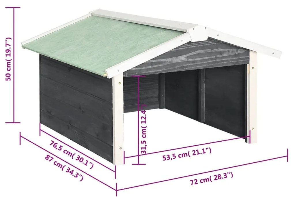 vidaXL Garáž na robotickou sekačku 72 x 87 x 50 cm šedá a bílá jedle