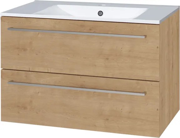 Mereo, Mereo Bino, koupelnová skříňka s keramickým umyvadlem 81 cm, dub Arlington, MER-CN621