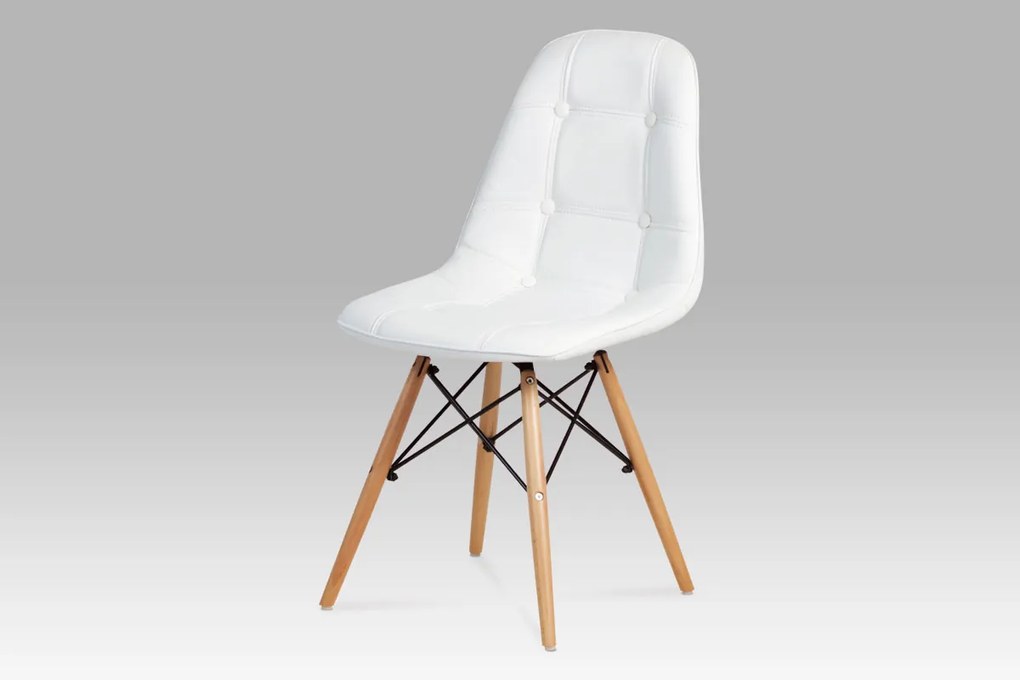 Artium Jídelní židle koženka bílá / masiv buk - CT-720 WT1