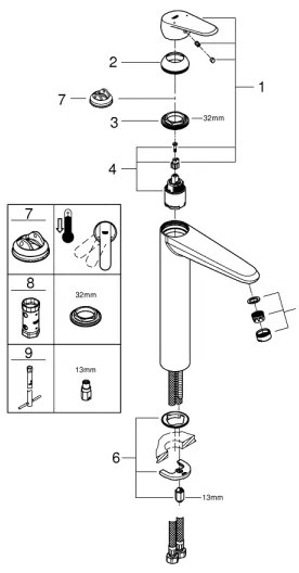 GROHE 23432000 - Umyvadlová baterie EURODISC COSMOPOLITAN velikost XL chrom