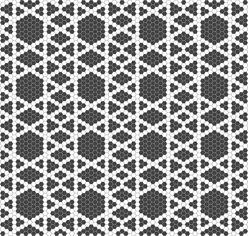 Hisbalit Skleněná mozaika bílá; černá; černo-bílá Černobílá Mozaika SOPRANO 2,3x2,6 (33,3x33,3) cm - HEXSPR