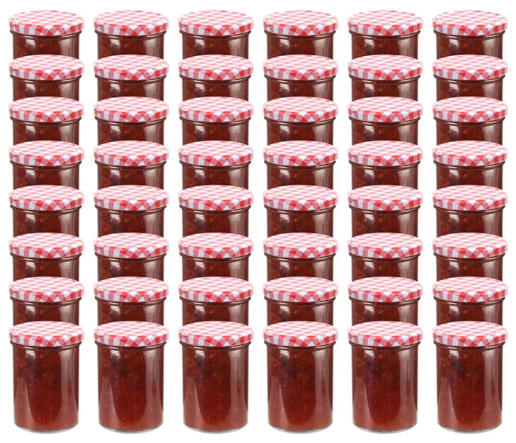 50807 vidaXL Zavařovací sklenice s bíločervenými víčky 48 ks 400 ml