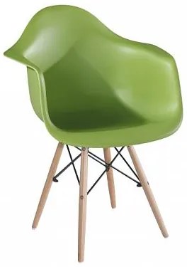 TEMPO KONDELA  Židle-křeslo, zelená + buk, DAMEN NEW