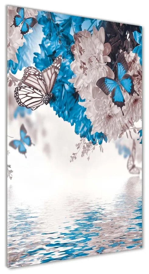 Wallmuralia Foto obraz akrylové sklo Květiny a motýli 50x100 cm