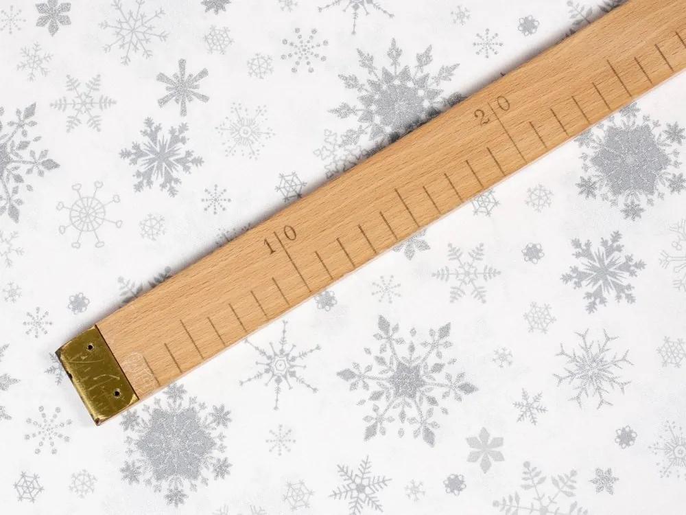 Biante Vánoční bavlněný povlak na polštář s lemem Sandra SA-116 Stříbrné sněhové vločky na bílém 35 x 45 cm