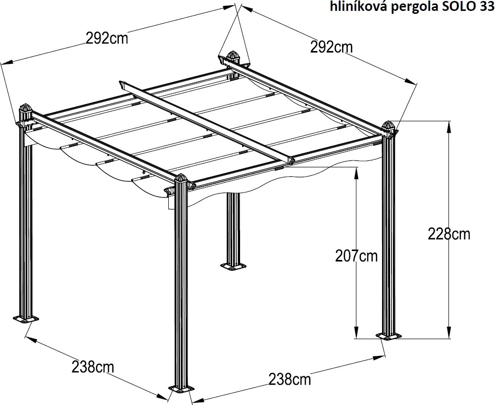 LANIT PLAST, s.r.o. hliníková pergola LANITPLAST SOLO 33 LG2079