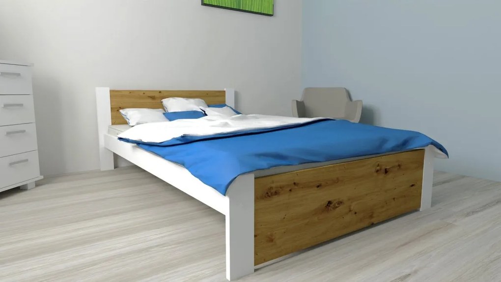 ComfortMatrace Postel z masivu borovice LUNA+rošt ZDARMA 180x200 cm Barva: dub artisan/bílá