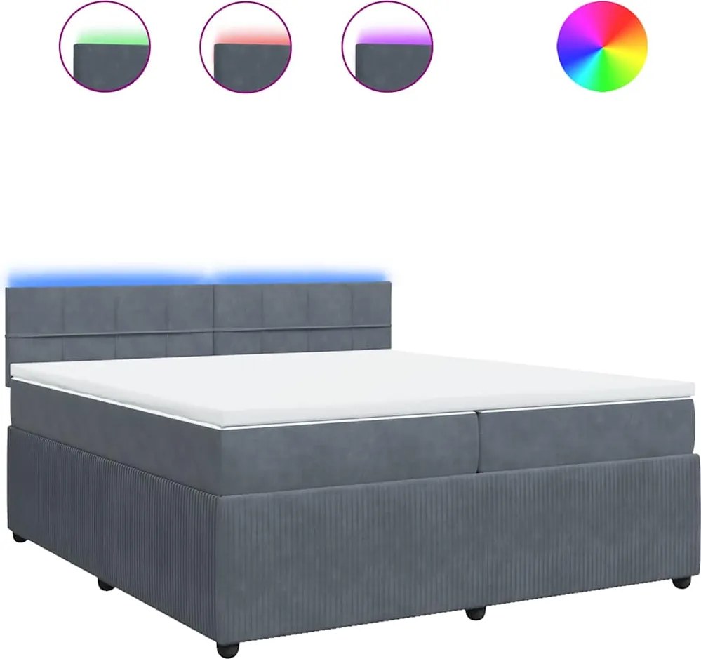 Box spring postel s matrací tmavě šedá 200x200 cm samet 3290131