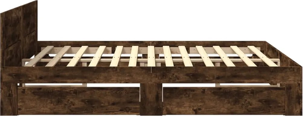 Rám postele s čelem kouřový dub 180 x 200 cm kompozitní dřevo 3295545