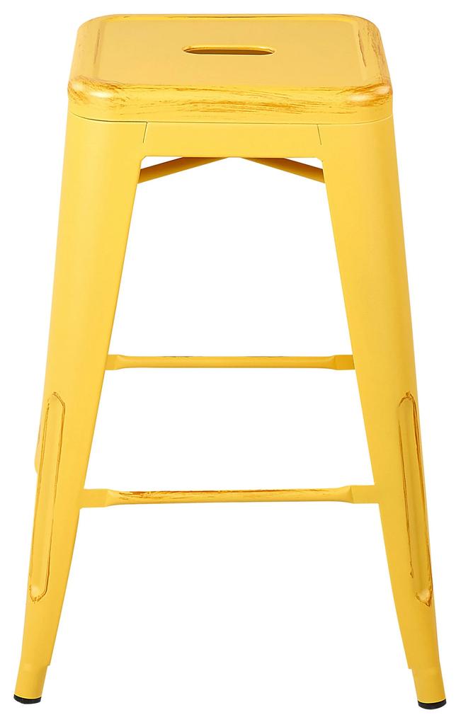 Sada 2 ocelových barových stoliček 60 cm žluté/zlaté CABRILLO Beliani