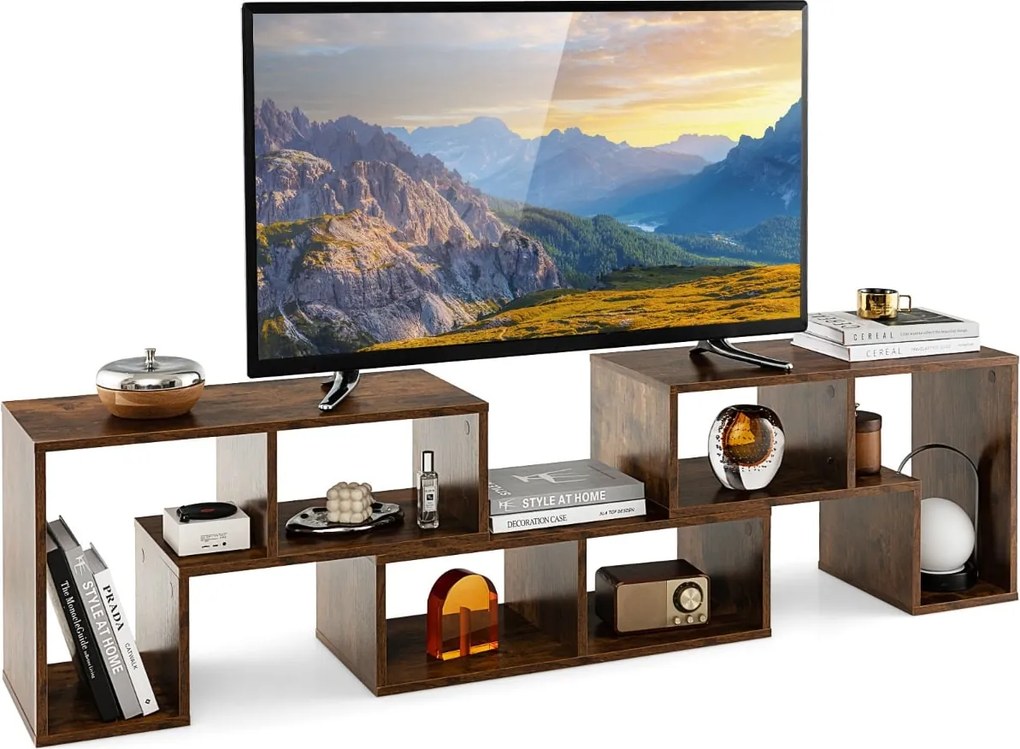 Costway 3dílná dřevěná TV skříňka pro TV do 65" Volně kombinovatelný TV – hnědý