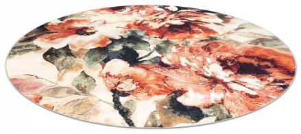 koberec ANTIKA 24 tek kulatý, moderní květiny, listy omyvatelný ter velikost kruh 160 cm | krásné koberce cz