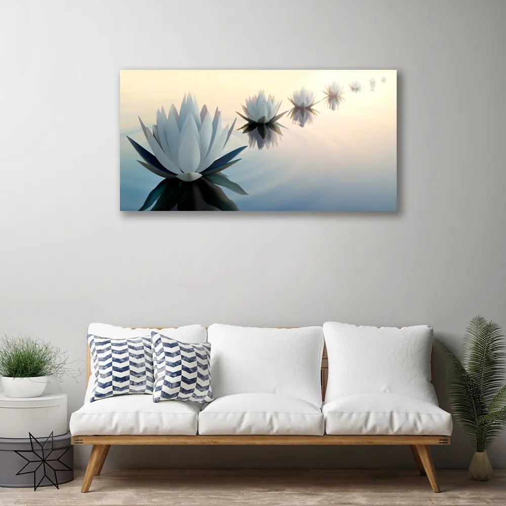 Obraz na plátně Vodní Lilie Bílý Leknín 125x50 cm