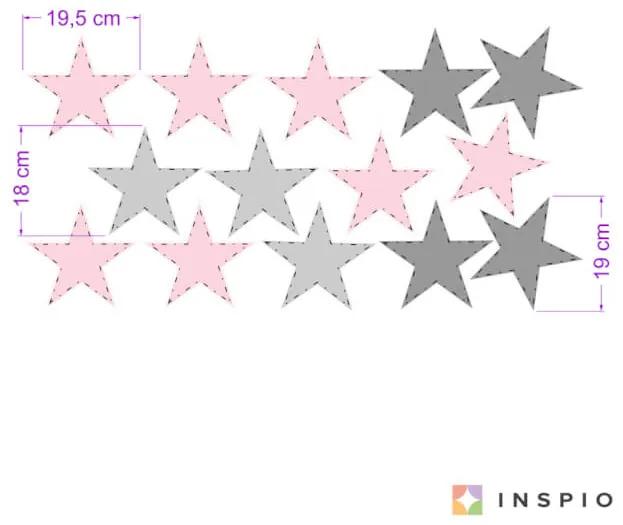 INSPIO Dětské samolepky na zeď - Růžové a šedé samolepicí hvězdy