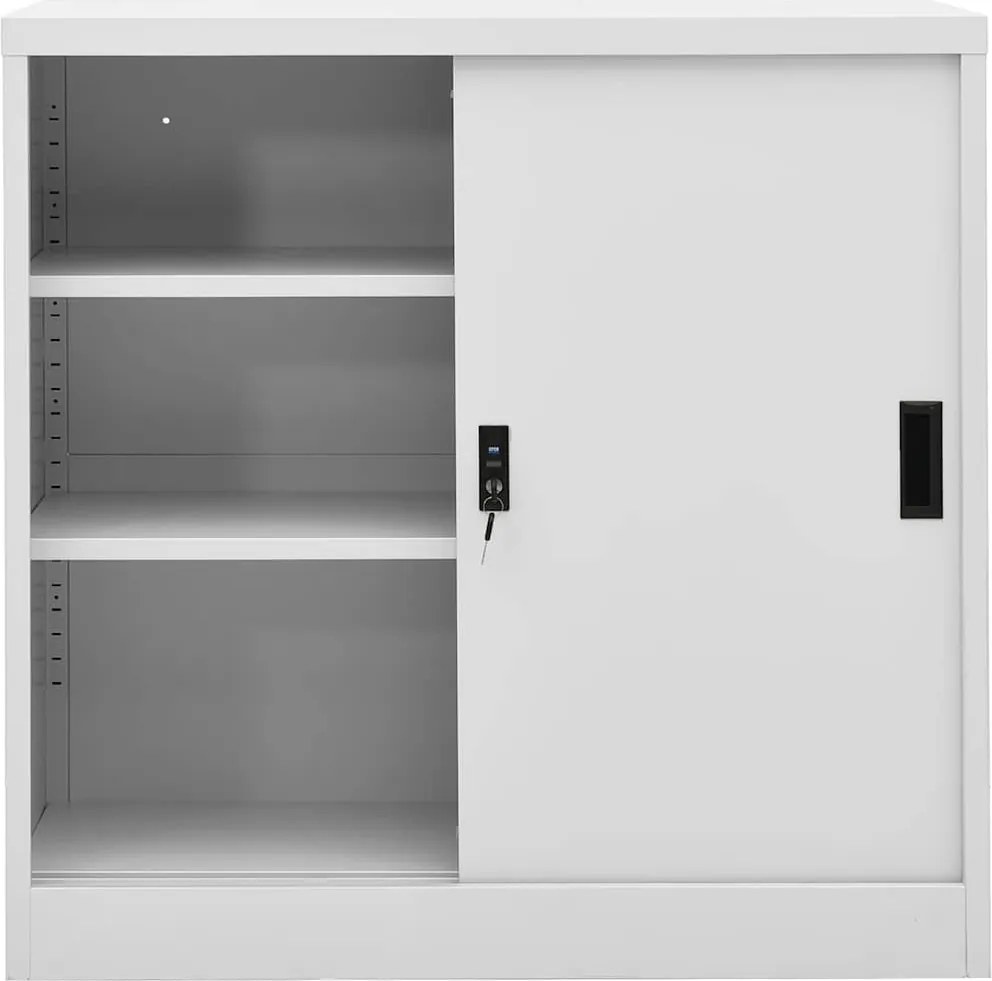 Kancelářská skříň posuvné dveře světle šedá 90x40x90 cm ocel 335951
