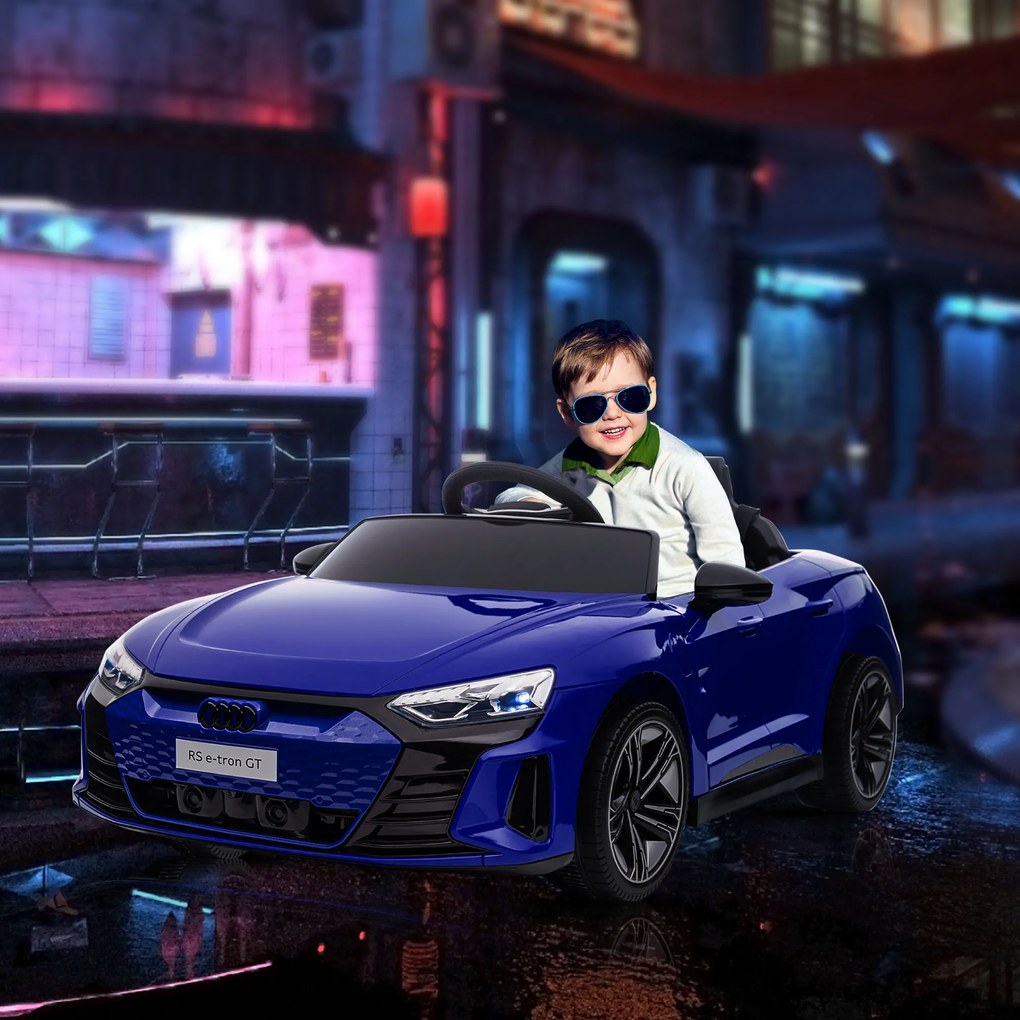 HOMCOM Elektrické dětské vozidlo 12 V - dálkové ovládání rodiči - zvukové efekty, světelné efekty - Audi RS E-tron GT modrá