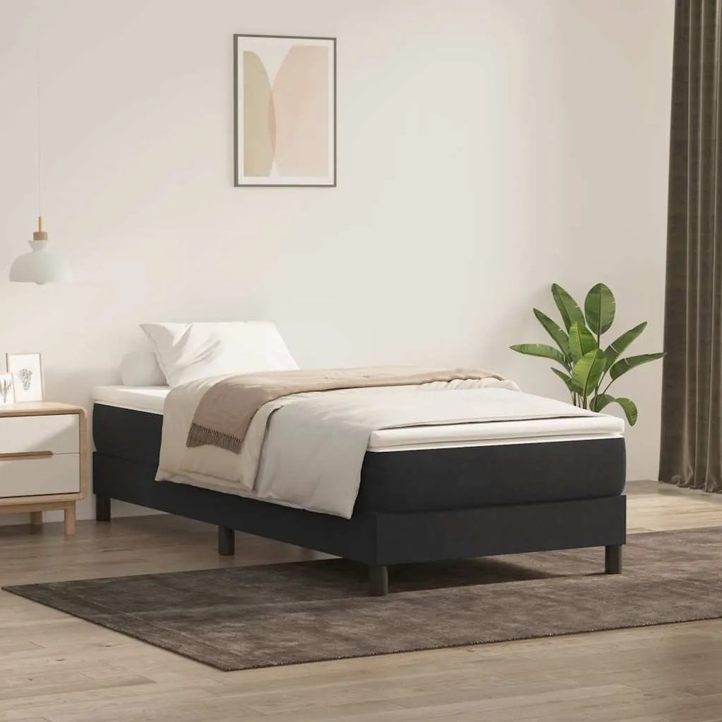 Postel Box Spring bez matrace černá 100x220 cm samet 3315863