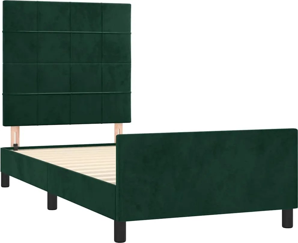 Rám postele bez matrace tmavě zelená 80 x 200 cm samet 3125724
