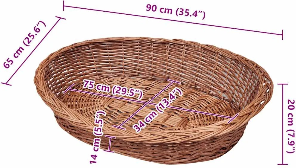 Proutěný koš / pelech pro psa přírodní 90 cm 170340