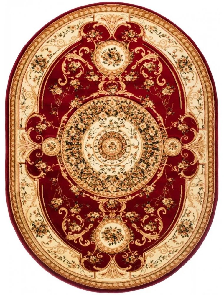 Kusový koberec klasický vzor 3 bordó ovál, Velikosti 150x295cm