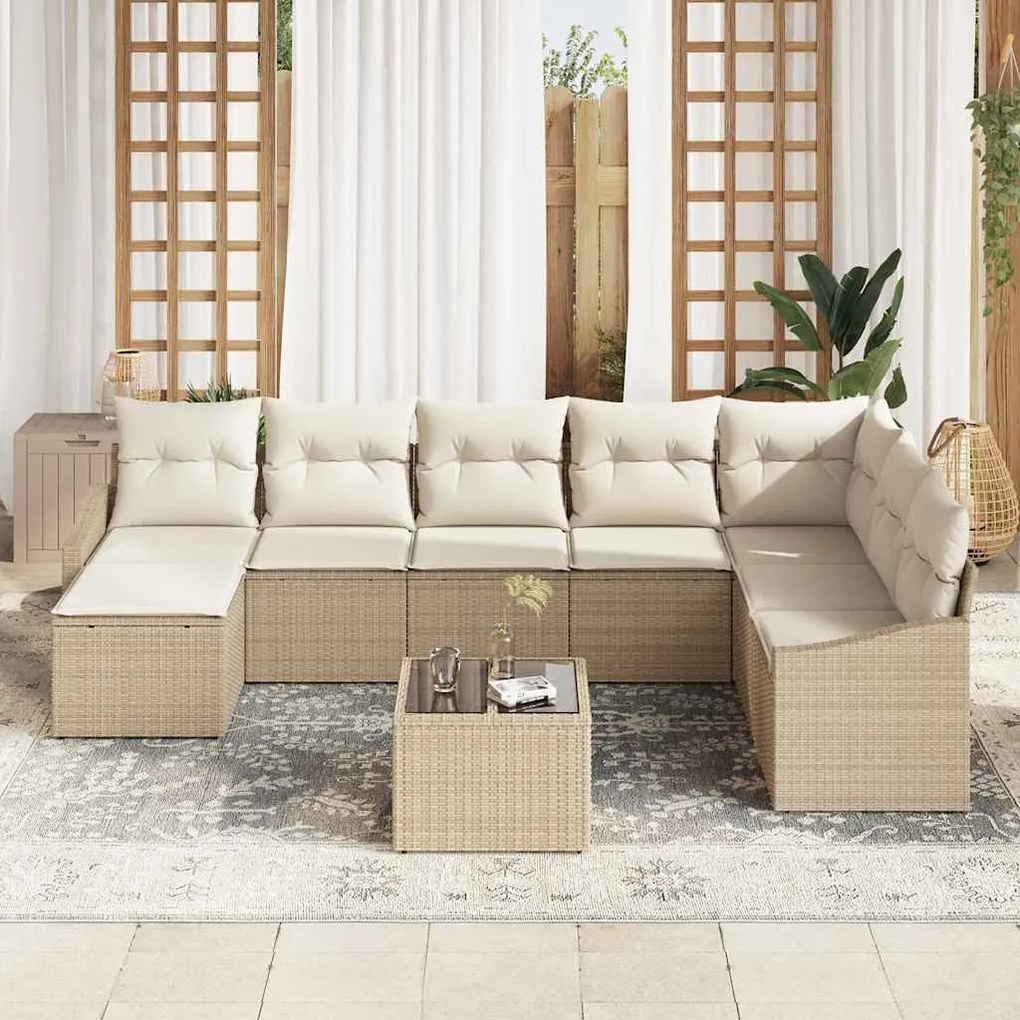 Set pohovek 9 ks Béžová polyratan 3346851