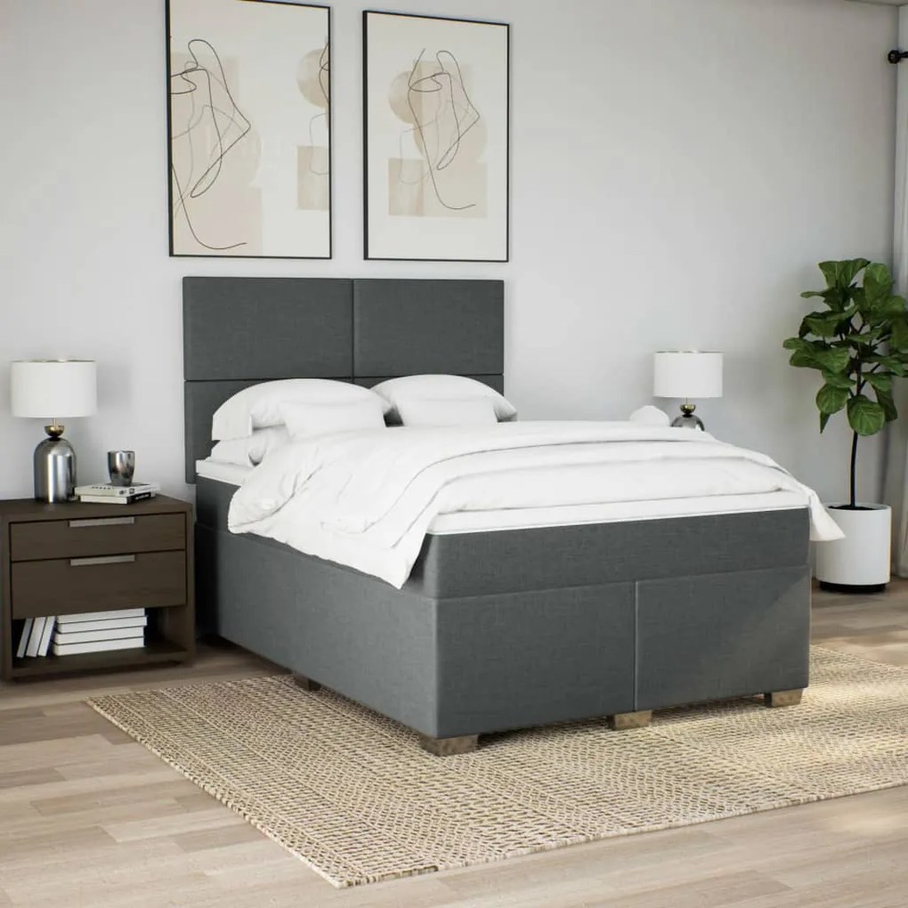 Box spring postel s matrací tmavě šedá 140x200 cm textil 3292805