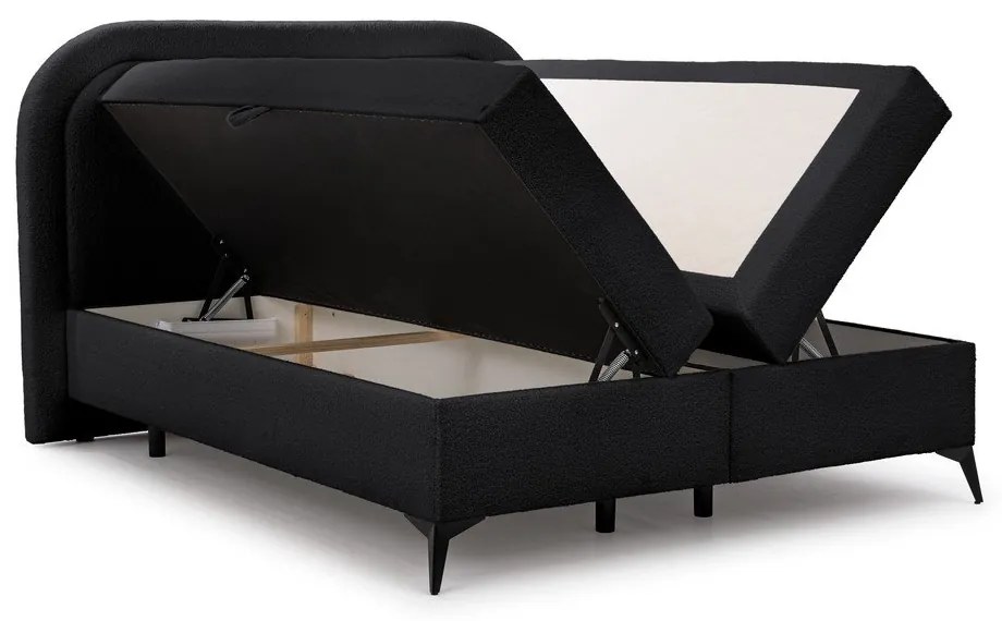 Černá boxspring postel s úložným prostorem 200x200 cm Ornes – Ropez