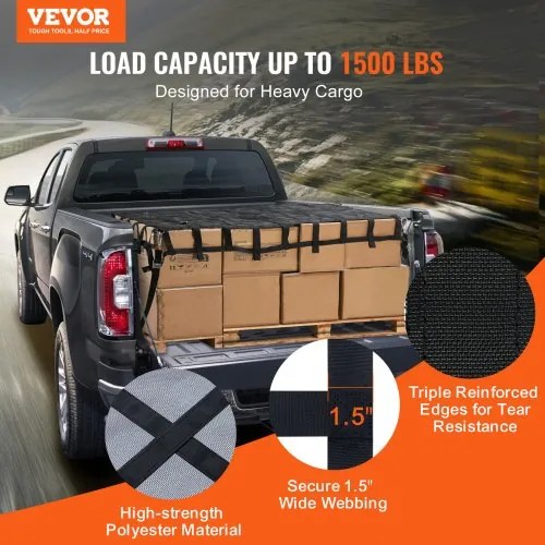 Síť na náklad Zesílené provedení Cargo Net 182,9 × 144,8 cm Nastavitelné přezky a