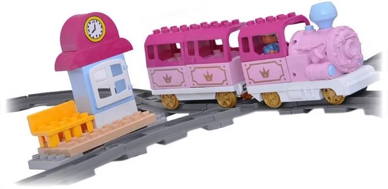 Blocki Mubi stavebnice Vláček - pohádkový zámek typ LEGO DUPLO 83 dílů se světlem a zvukem