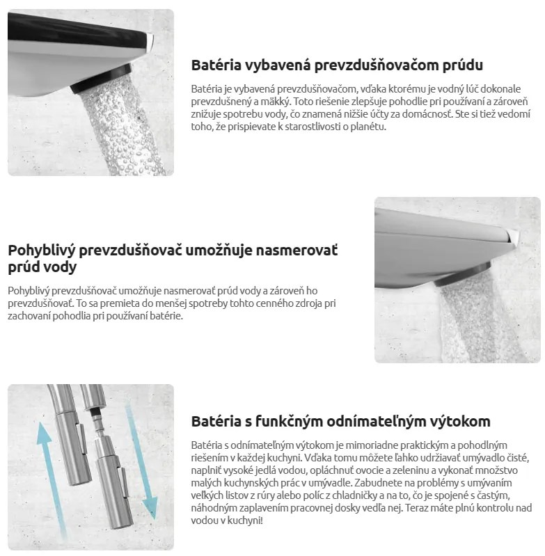 Deante Silia, dřezová baterie s vytahovací sprškou, chromová, BQS_073M