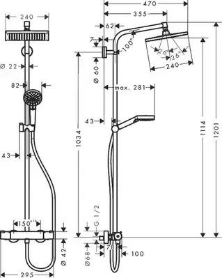 Hansgrohe Crometta - Sprchový set E 240 Showerpipe s termostatem | chr